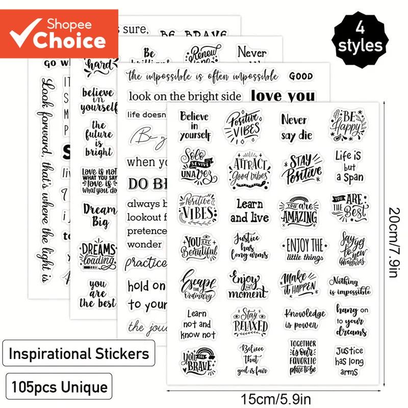 4pcs/1set of inspirational words and phrases stickers scrapbooks ...