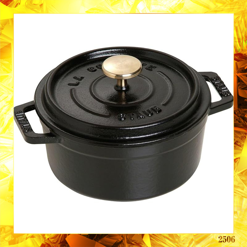 Staub "Pico Cocotte Round Black 12cm" Small Double Handle Cast Iron ...