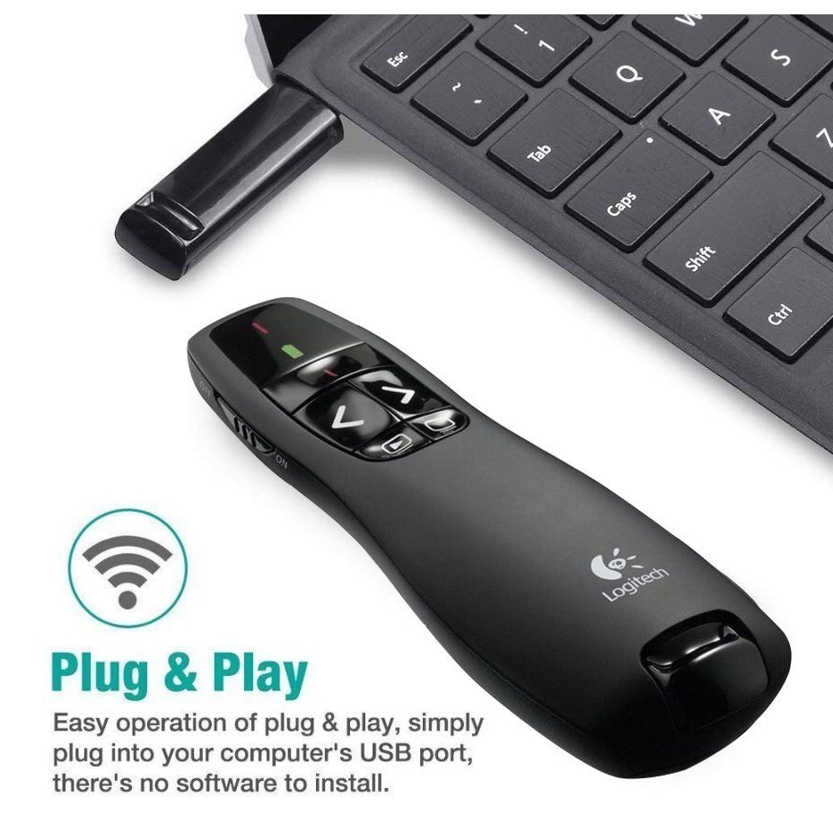 Logitech R400 Wireless Presenter Red Laser Pointor PPT USB | Shopee ...