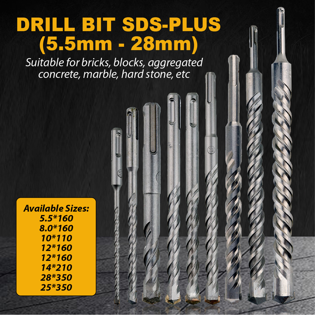 (5.5mm - 28mm) SDS Drill Bits Rotary Hammer Masonry Cement Concrete ...