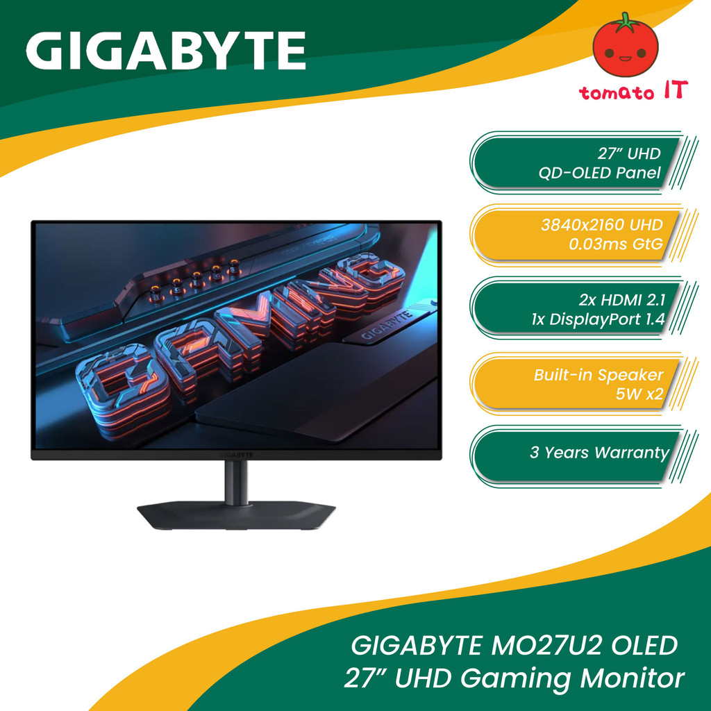 GIGABYTE MO27U2 27'' 4K UHD 240Hz QD-OLED Gaming Monitor | Shopee Malaysia