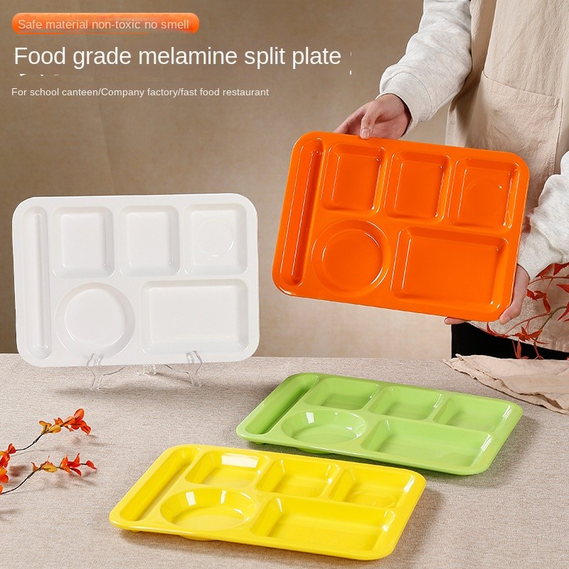 Melamine White Compartment Fast Food Plate Imitation Porcelain Plastic ...