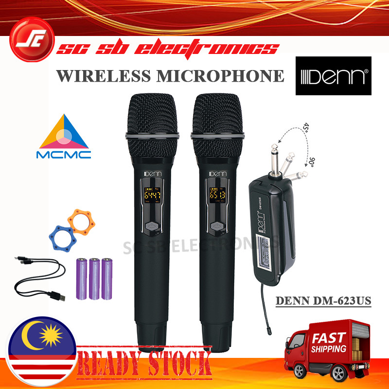 DENN DM-623US ULTRA HIGH FREQUENCY (UHF) WIRELESS MICROPHONE DM-623US ( MIKROFON TANPA WAYAR ...