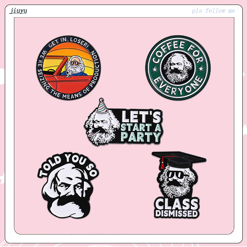 Class Dismissed Enamel Pin Cartoon Karl Marx Badge Brooch Creative ...