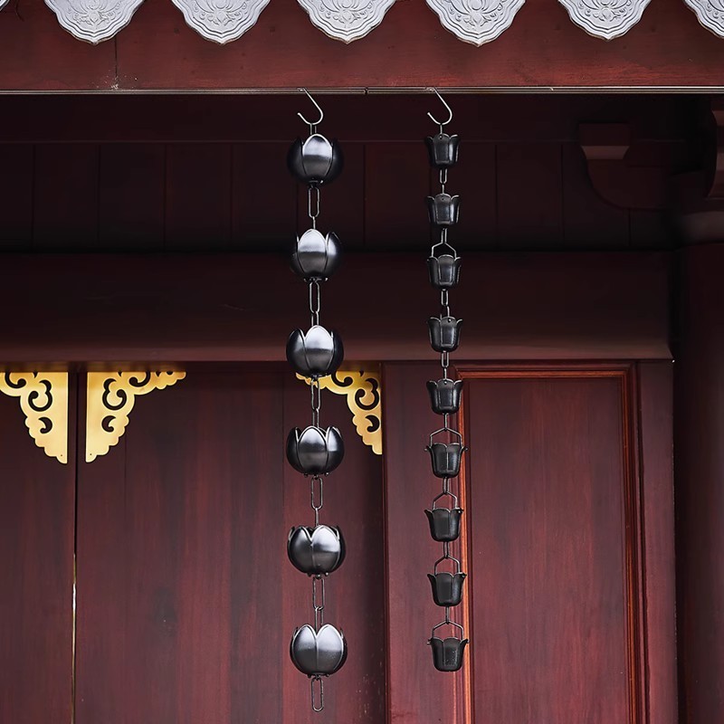 Metal Rain Chain Black Lotus Rain Chain Rainwater Chain Villa Japanese ...