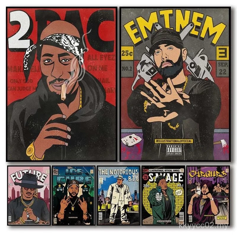 Pop Hip Hop Rapper Eminem Comic Poster Aesthetic Big Future Music Album ...