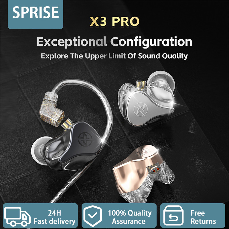 SPRISE X3pro Pluggable Wired Earphone Gaming With Mic Noise Cancel HiFi ...