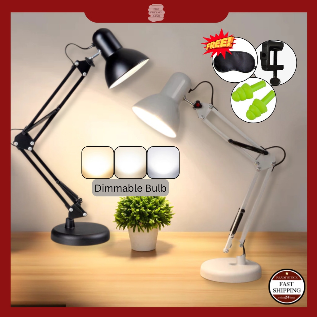 Malaysia 2 Pin Plug Ikea Style Dimmable Table Lamp Desk LED Clamp ...