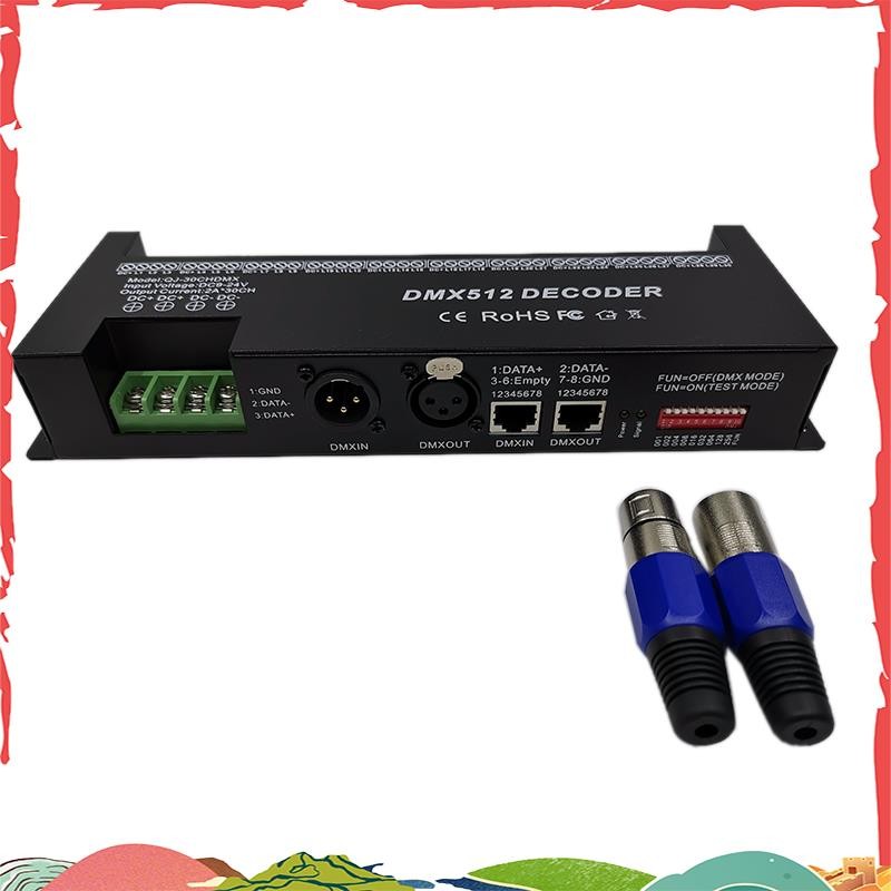 30 Channel RGB DMX512 Decoder LED Strip Controller 60A DMX Dimmer PWM Driver Input DC9-24V 30CH ...