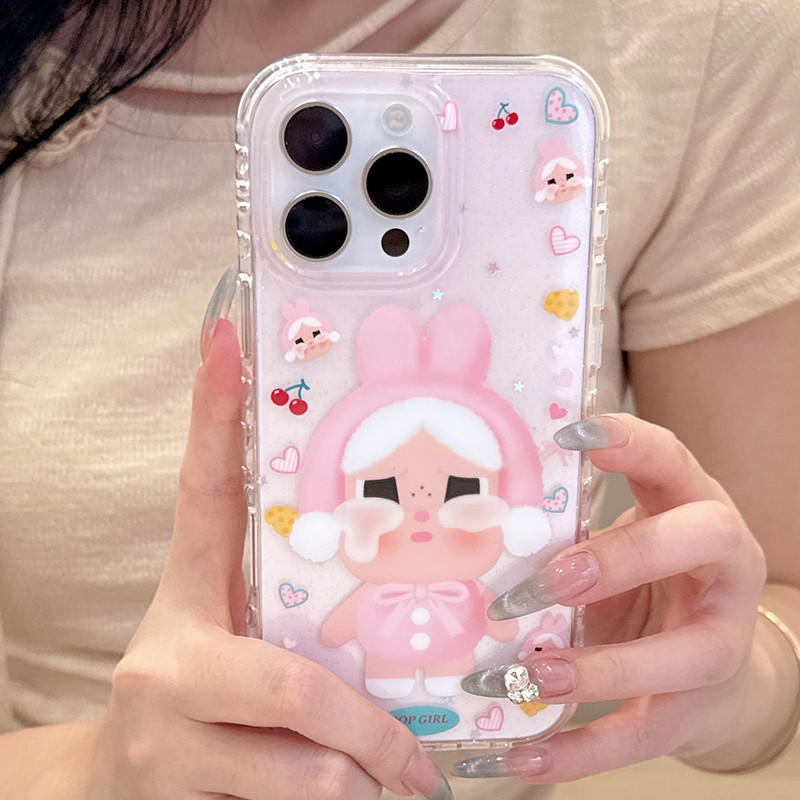 Fine Flash Pink Cartoon Cute Crying Baby Girl for iPhone 15 16 13 14 ...