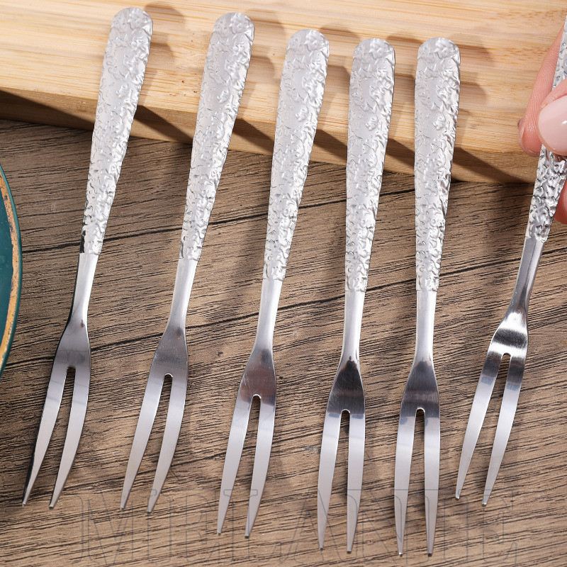 Cake Fetching Forks - Stainless Steel Ice Crack Fruit Fork - Non-slip ...