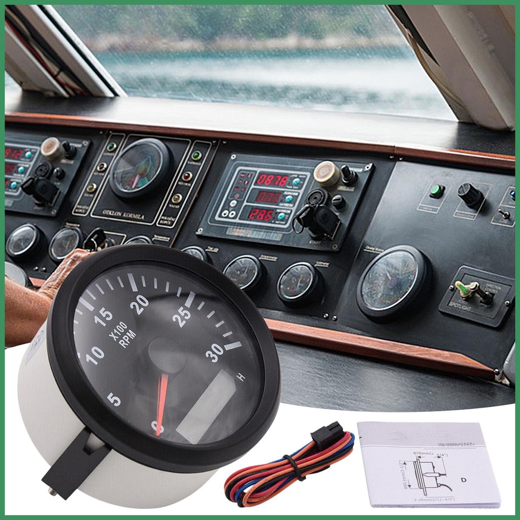 Marine Rpm Tachometer Gauge 85mm Marine Tachometer Outboard Waterproof ...