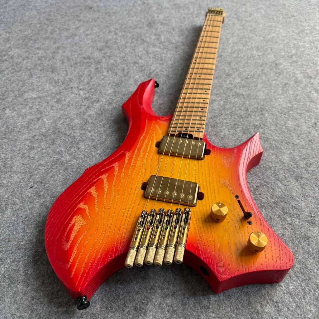 Ash Body Headless 6 String Guitar Fanned Frets Modern Scale Electric ...