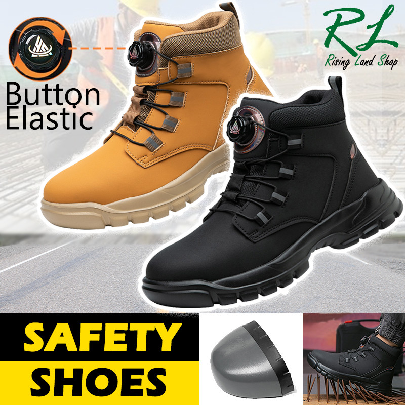 🔥Ready Stock🔥𝐬𝐚𝐟𝐞𝐭𝐲 𝐬𝐡𝐨𝐞𝐬 with Rotating Button Anti-Smashing steel toe ...