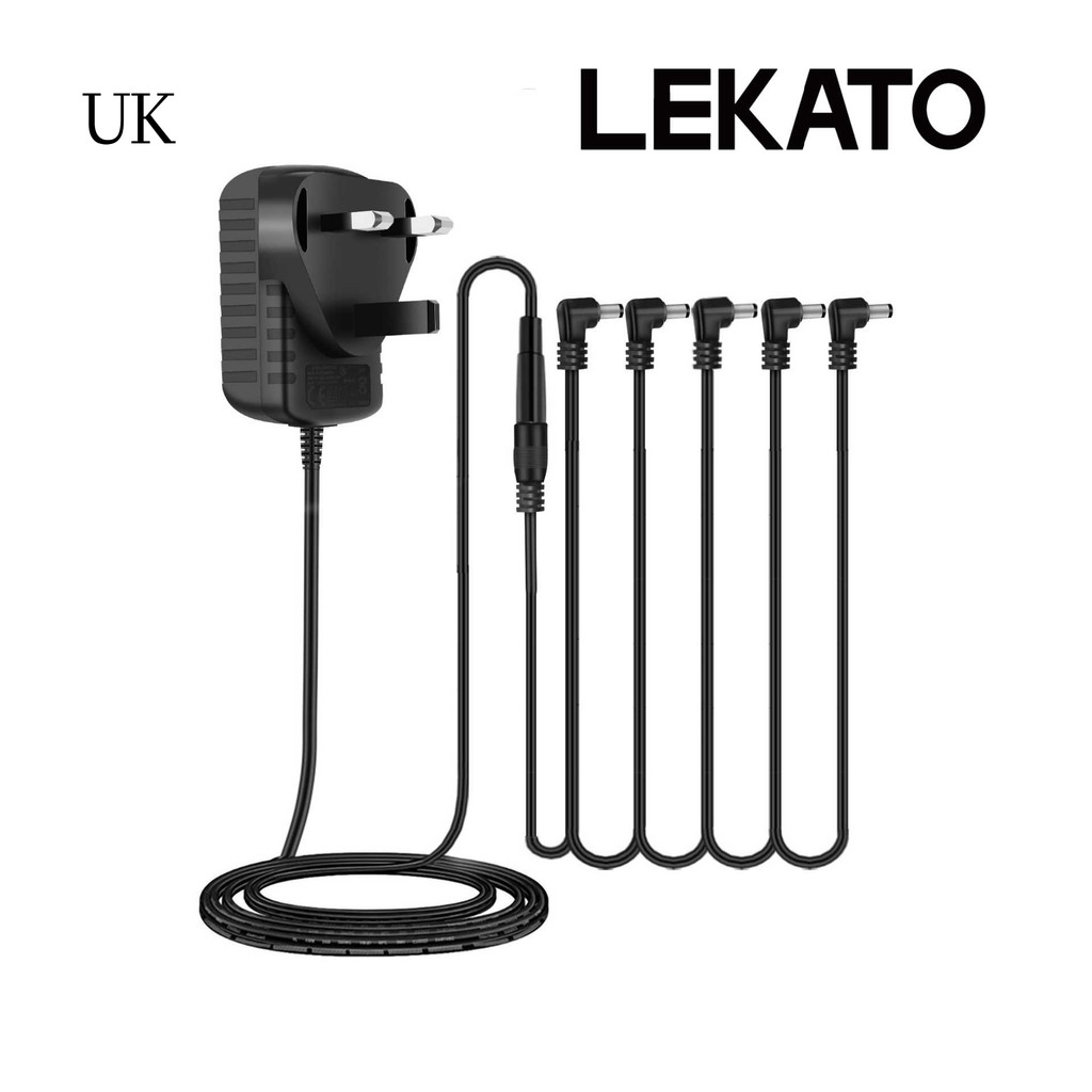 LEKATO 5Way Guitar Pedal Power Supply Adapter 9V Adapter Guitar Cable ...