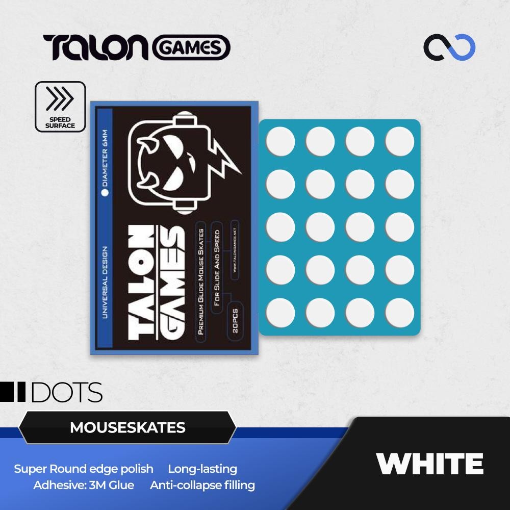 TALONGAMES White Dots Universal Mouse Feet / Mouse Skate PTFE for Cloth ...