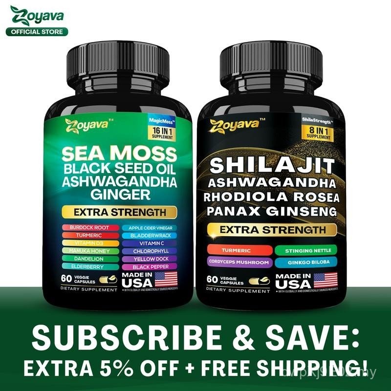 Dynamic Vitality Bundle - Zoyava Sea Moss & Shilajit Supplements - All ...