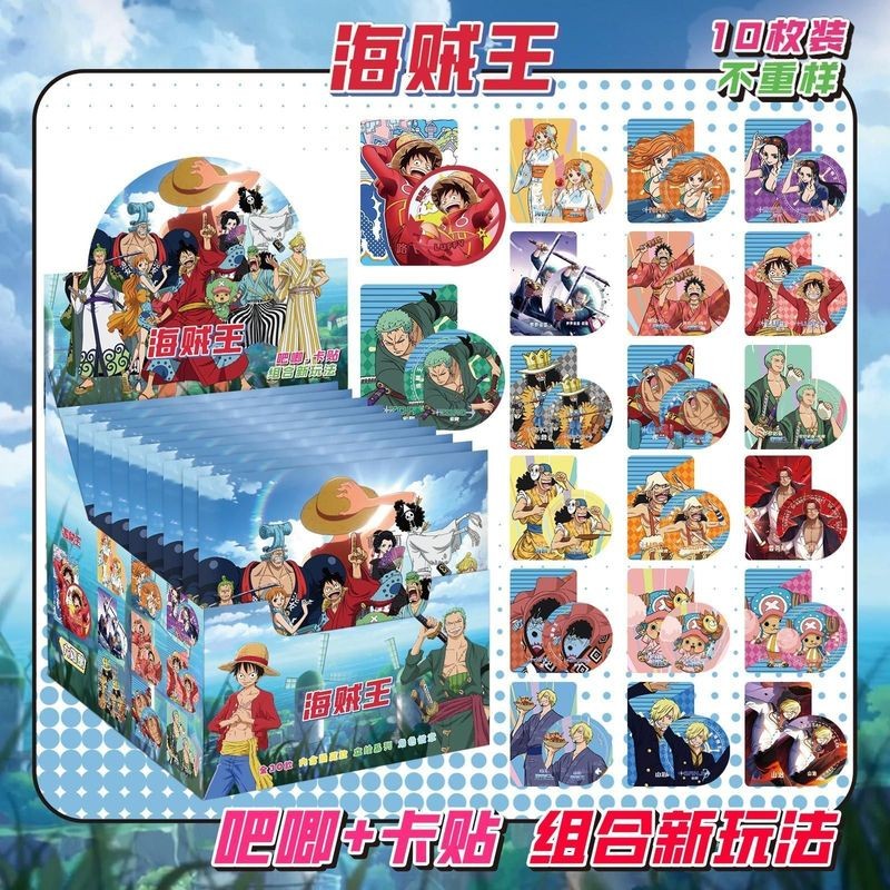 One Piece Blind Box (75mm Badge + Character Sticker Combo, 10 Packs/Box ...