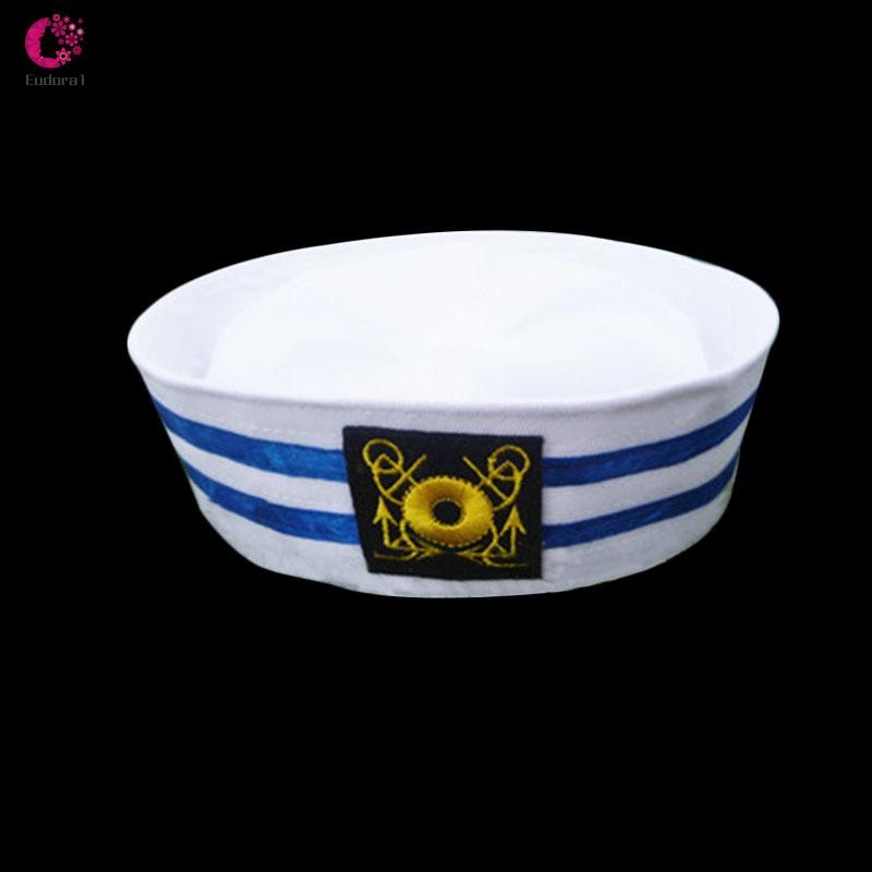 Sailors Ship Boat Captain Blue White Military Hat Navy Marine Cap With Anchor Sea Boating ...