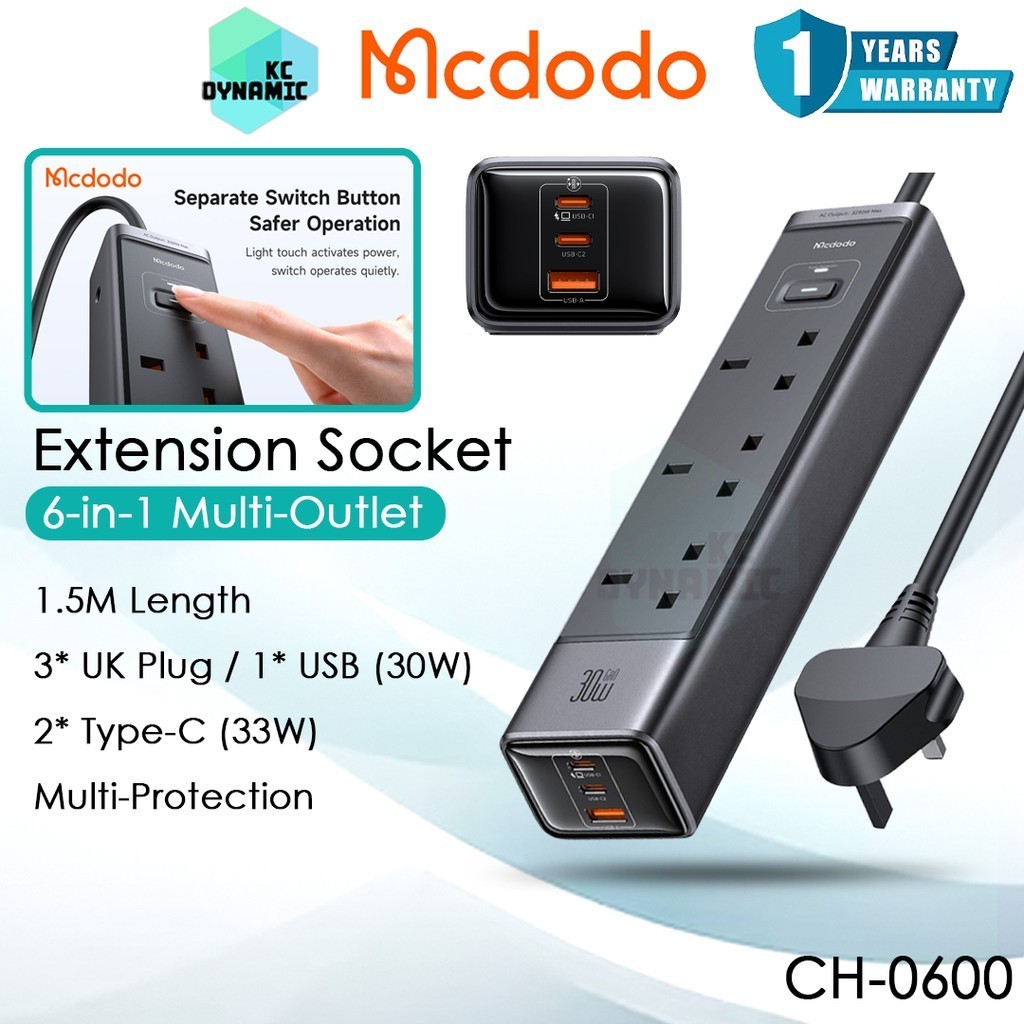 Mcdodo CH-060 30W GaN Extension Power Socket Extension Socket UK Plug 1 ...