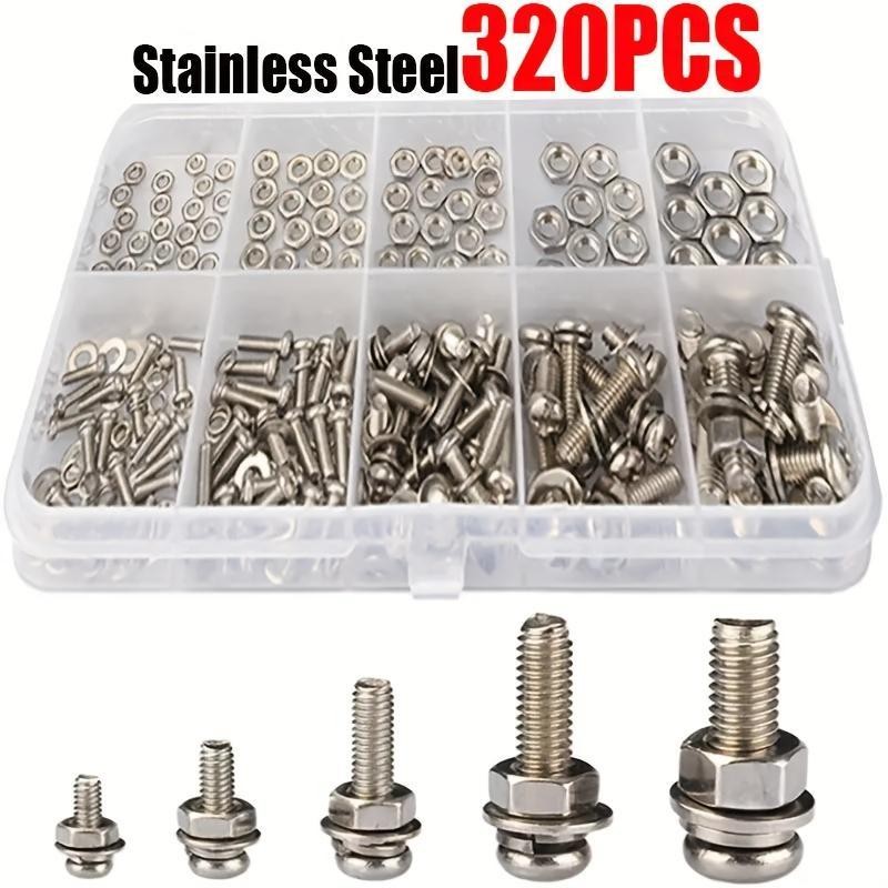 Stainless Steel Screw & Nut Set, 320pcs/set M2-M5 Screw & Nut Set ...