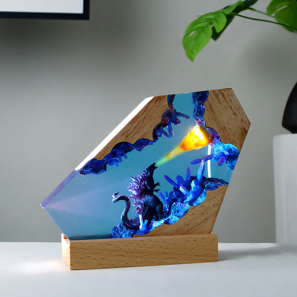 Perdagangan Luar Negeri Godzilla Resin Lampu Malam Hiasan Kayu Pepejal ...