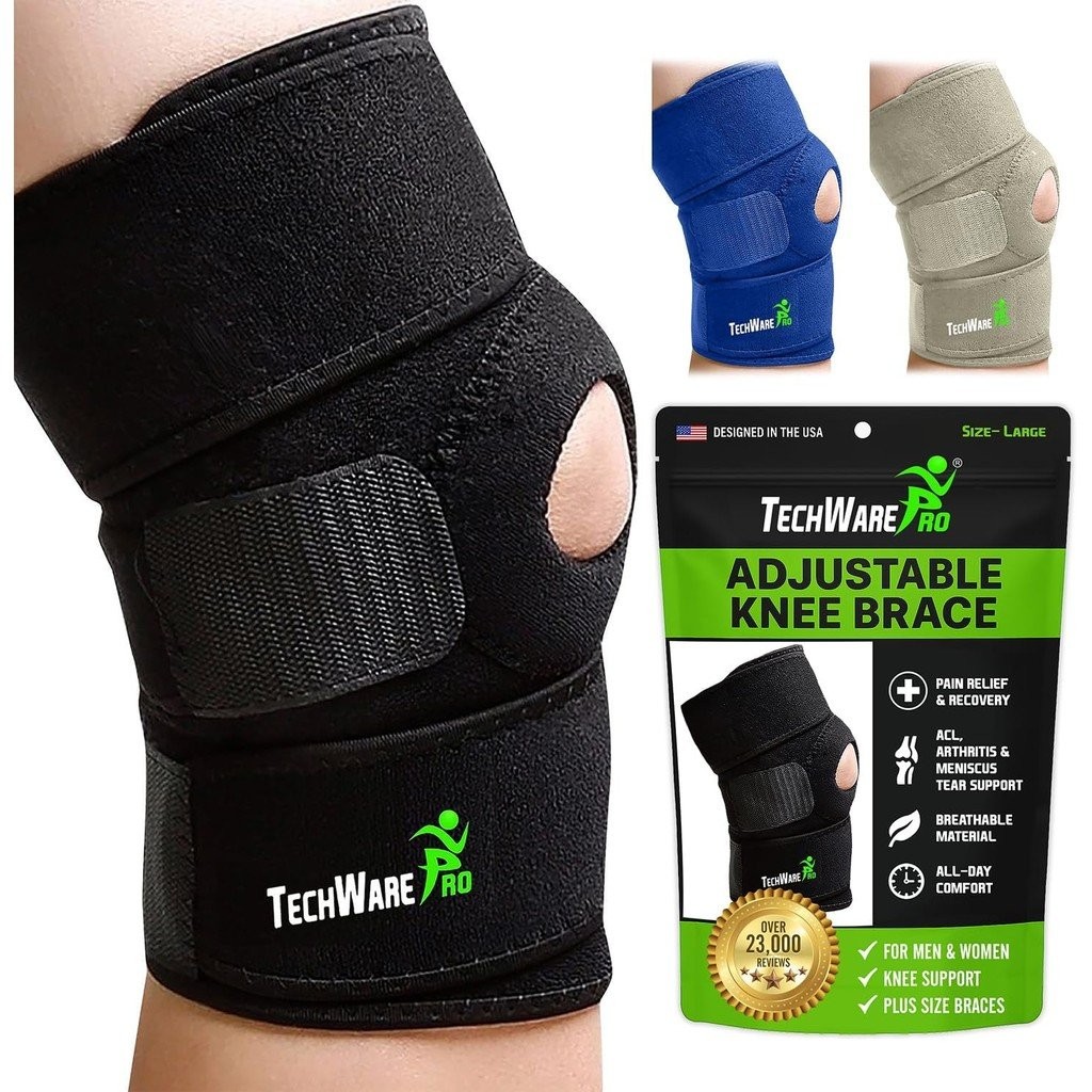 TechWare Pro Knee Brace for Men & Women - Adjustable Support with Side ...