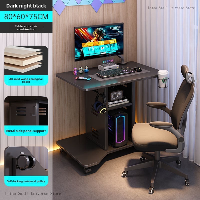 Solid wood computer desk can hold the host mobile gaming desktop desk ...