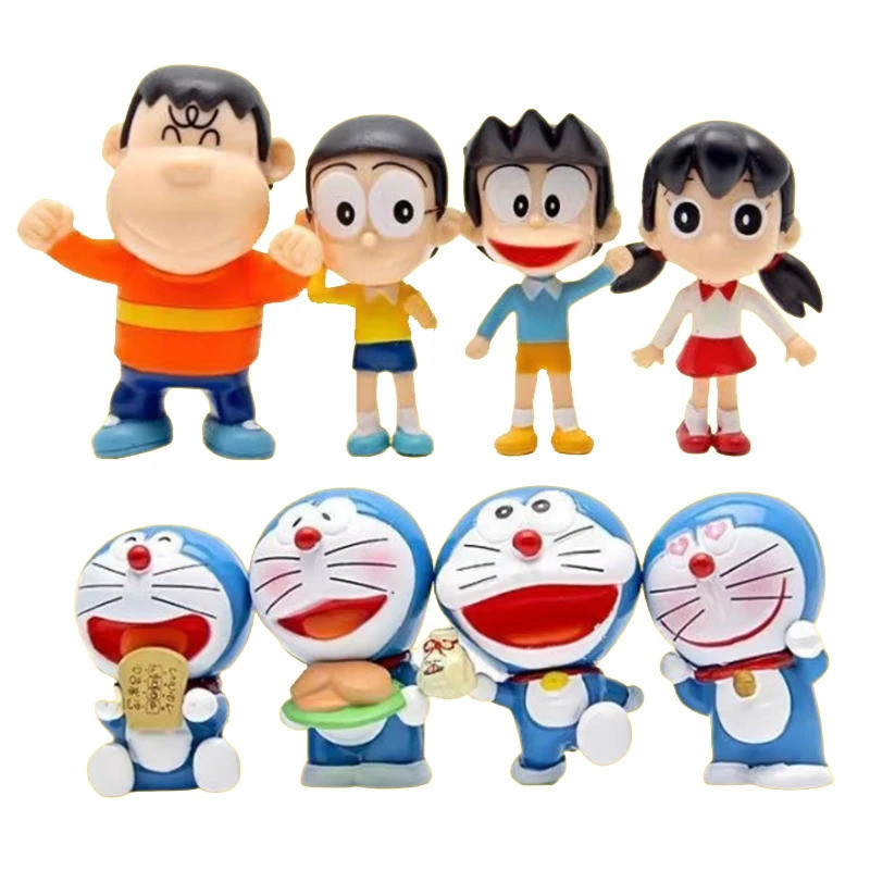 Doraemon Action Figures 8pcs Set Nobita Nobi Shizuka Minamoto Model ...