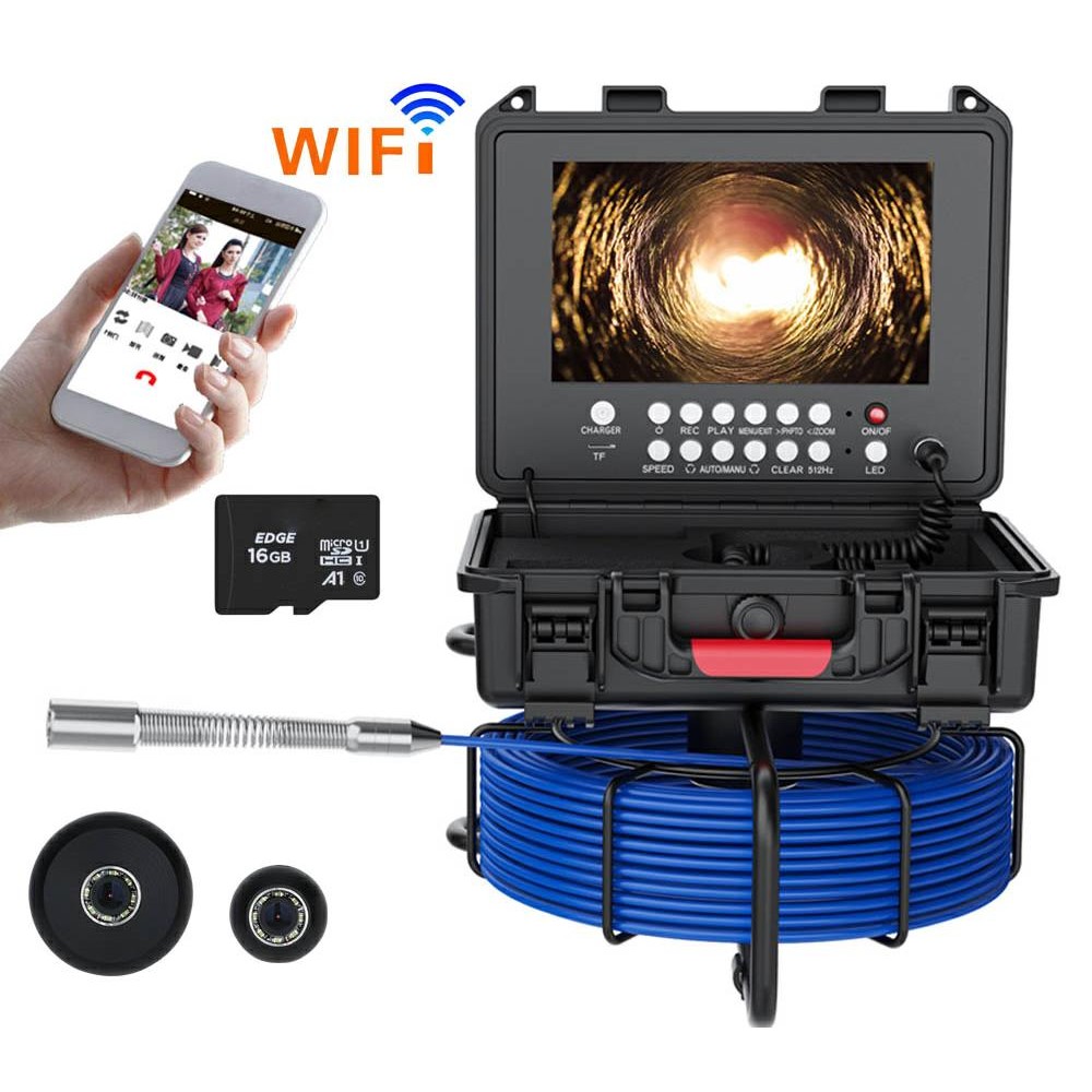 9" DVR Screen WiFi HD 2MP Camera Pipeline Drain Industrial Endoscope ...