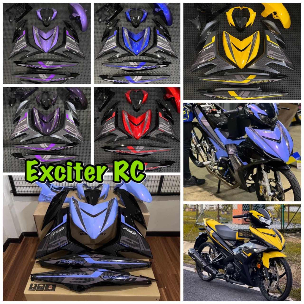 Y15 V1 V2 EXCITER RC MERAH HITAM COVER SET TAMPAL SIAP STICKER EXCITER RC BIRU PURPLE KUNING ...