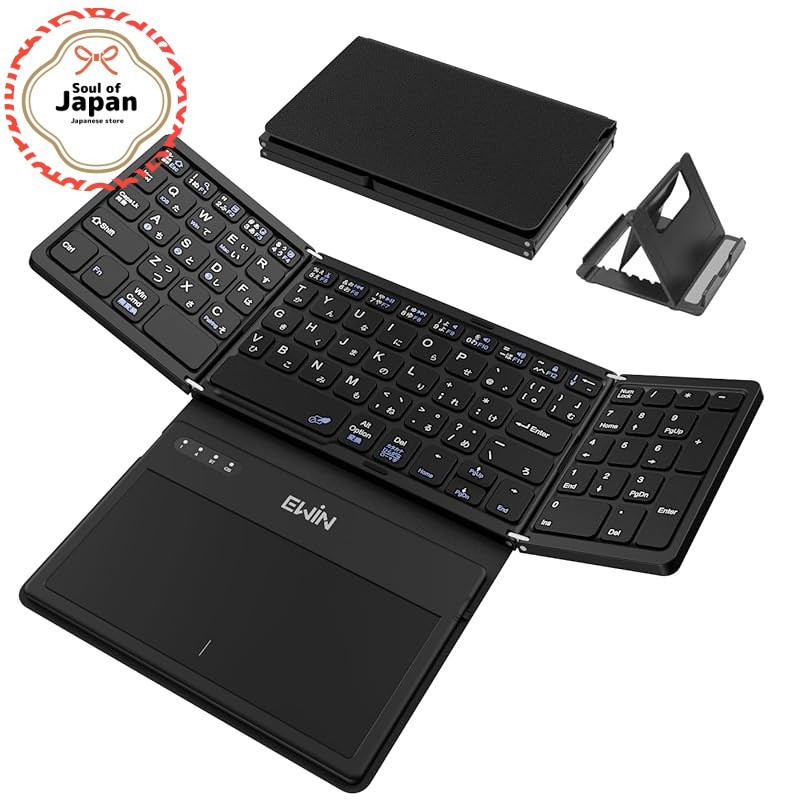 Wireless folding Bluetooth Japanese-layout EWiN keyboard with large trackpad and numeric keypad ...