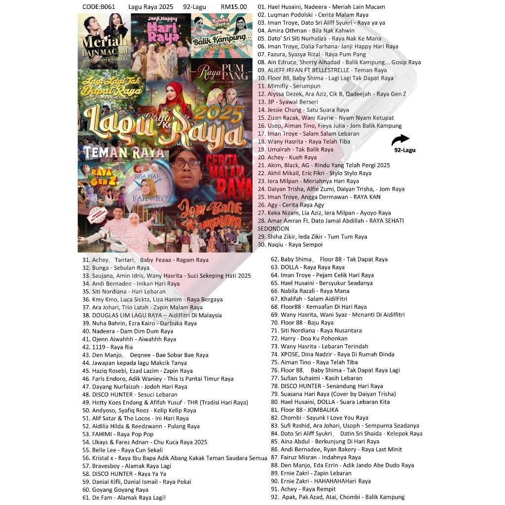 Usb Lagu Pendrive Song 2025 Hari Raya Aidilfitri Melayu Malay Mp3 B061 D3 | Shopee Malaysia