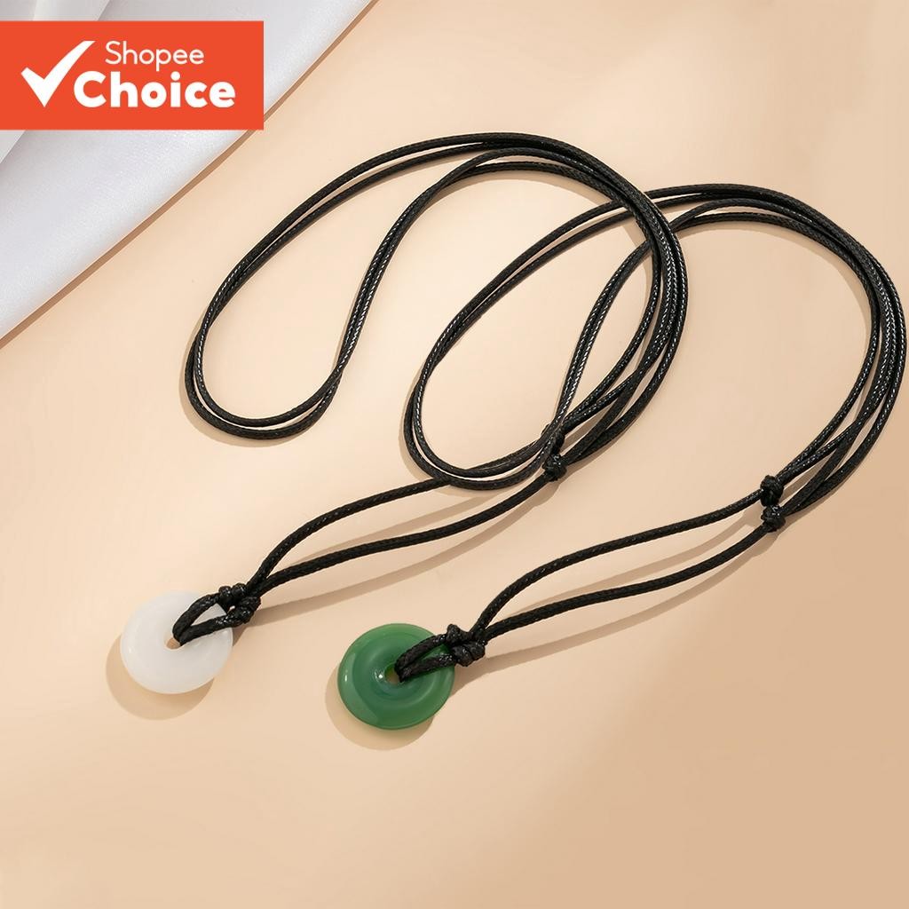 Trendy Rope Chain Necklace with Chinese Ping Buckle Pendant Health ...