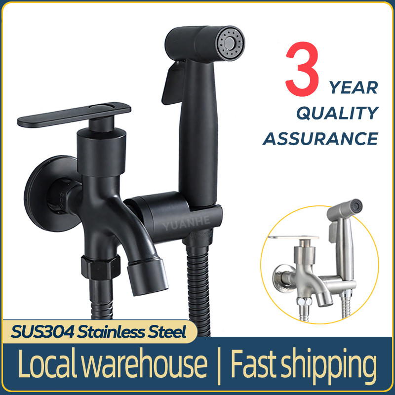 Bidet spray set Stainless steel hand bidet two way tap bathroom faucet ...
