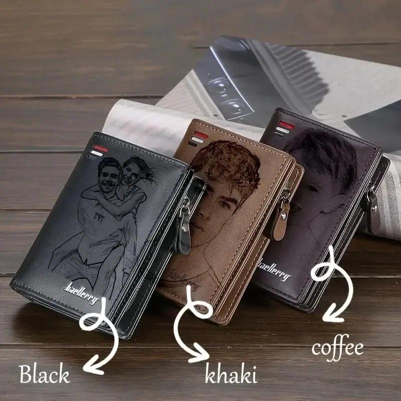 Custom Photo Text Men Wallet Engraved Picture Wallet High Quality PU ...