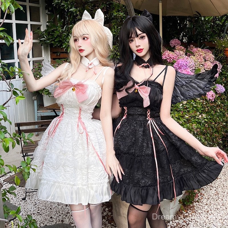 cosplay costume adult women Black White Angel Demon Dress Girlfriends ...