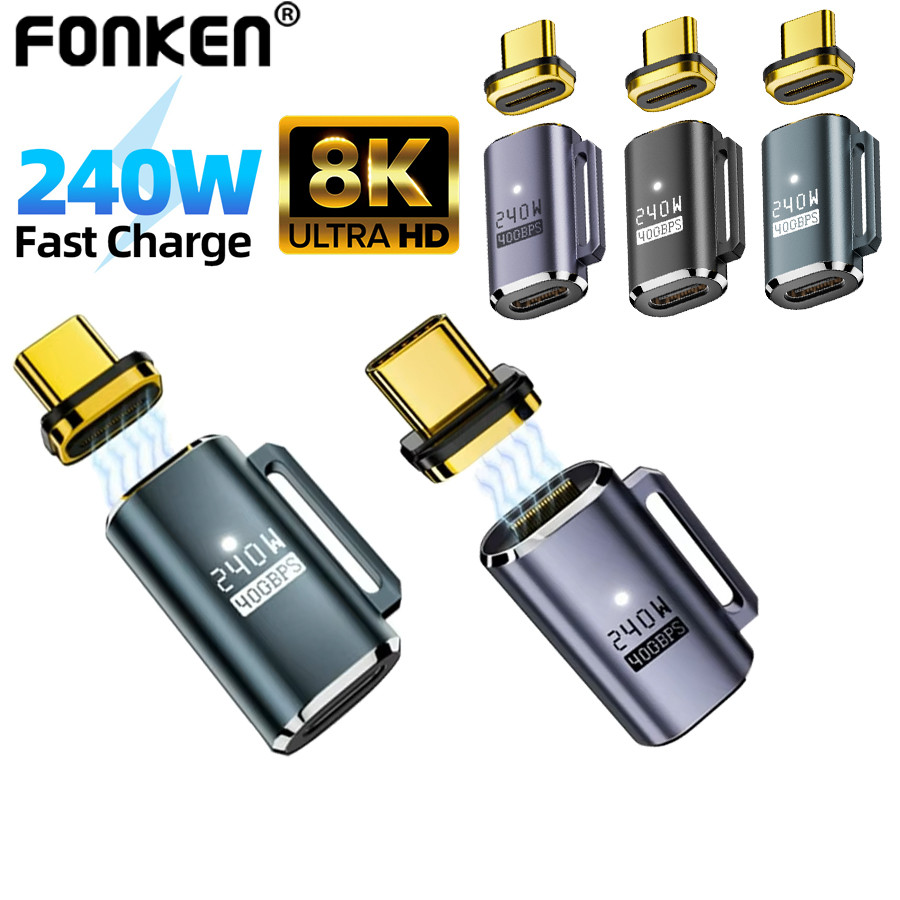 Fonken USB C 240W Fast Charging Magnetic Adapter Type C 40Gbps Data ...