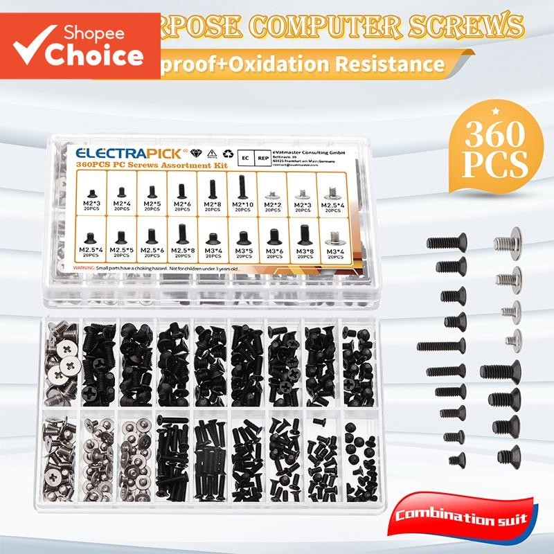 ELECTRAPICK 360 Pcs M2 M2.5 M3 Laptop Notebook Computer Screws Kit Flat ...