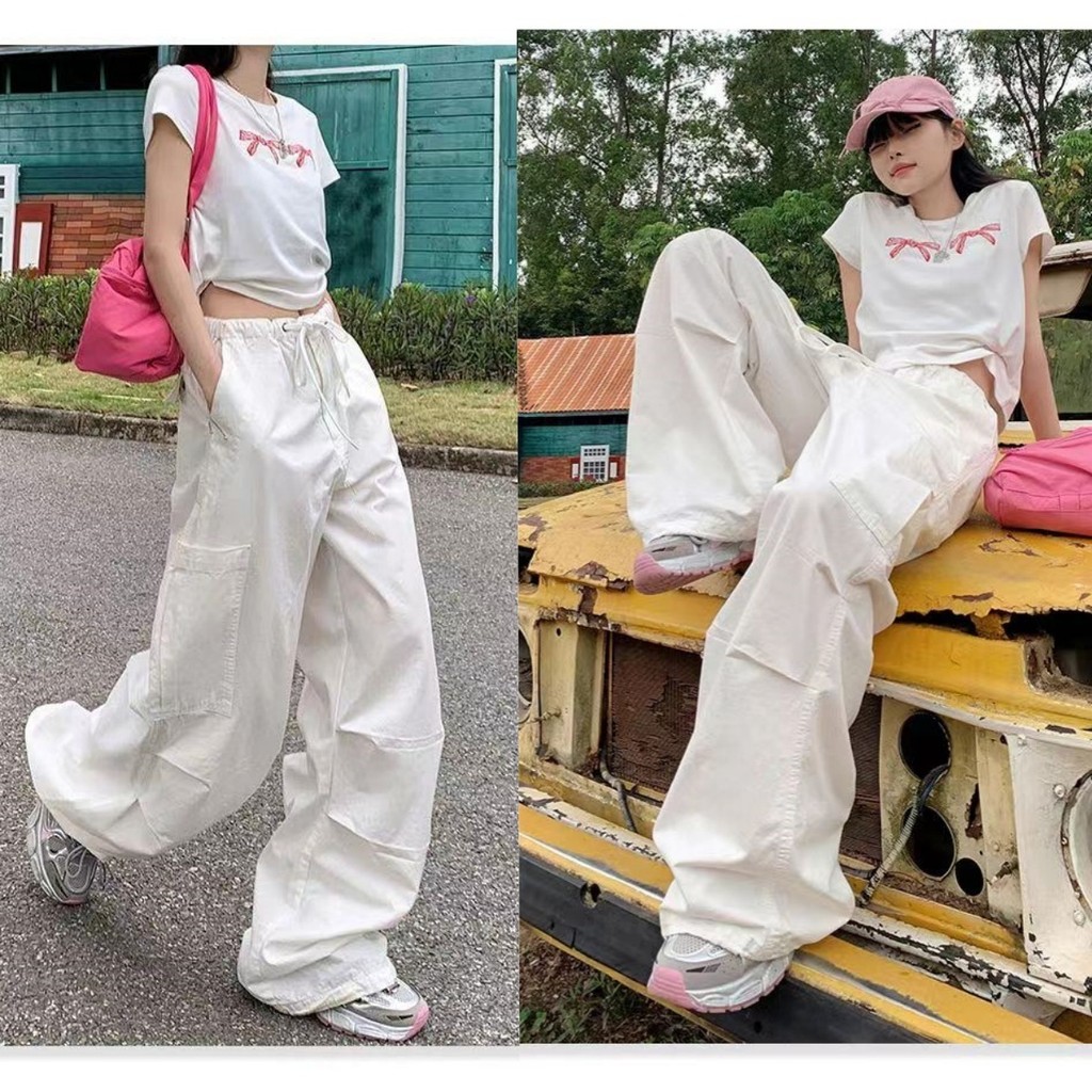 American White Overalls for Women - Summer Thin Style Loose Fit Elastic ...
