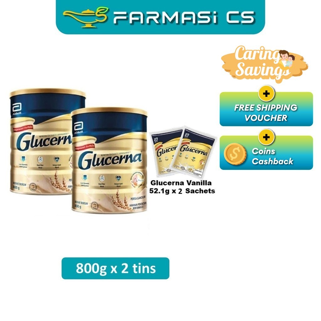 Abbott Glucerna Wheat Flavour 800g x 2 Tins Free 2 Sachets EXP:08/2026 ...