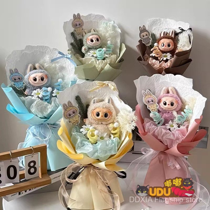 Cartoon labubu Doll Bouquet Graduation Gift Cute labubu Plush Doll ...