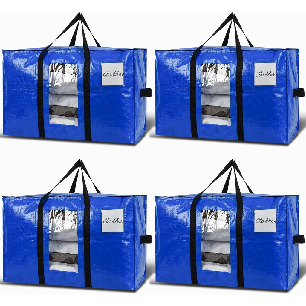 Large Moving Bags, 4 Pack Heavy Duty Storage Bags with Wrap Handles ...