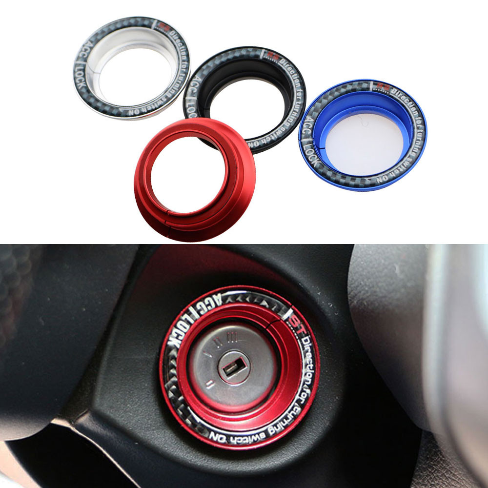 Aluminium Alloy Car Ignition Key Switch Ring Cover Hole Circle Carbon ...