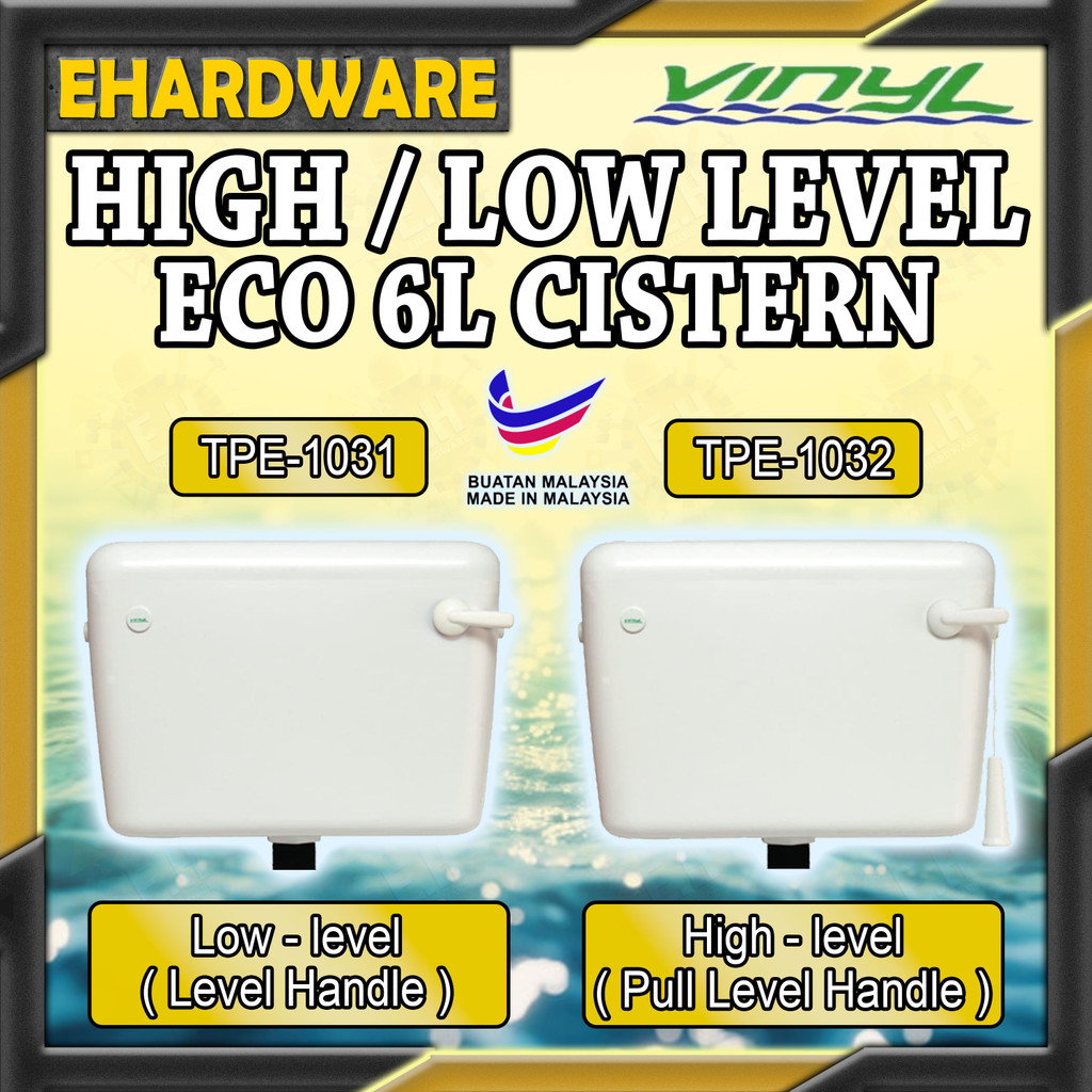 High Low Level Vinyl Eco Cistern Lift Up Valve 6L Complete Set High or ...