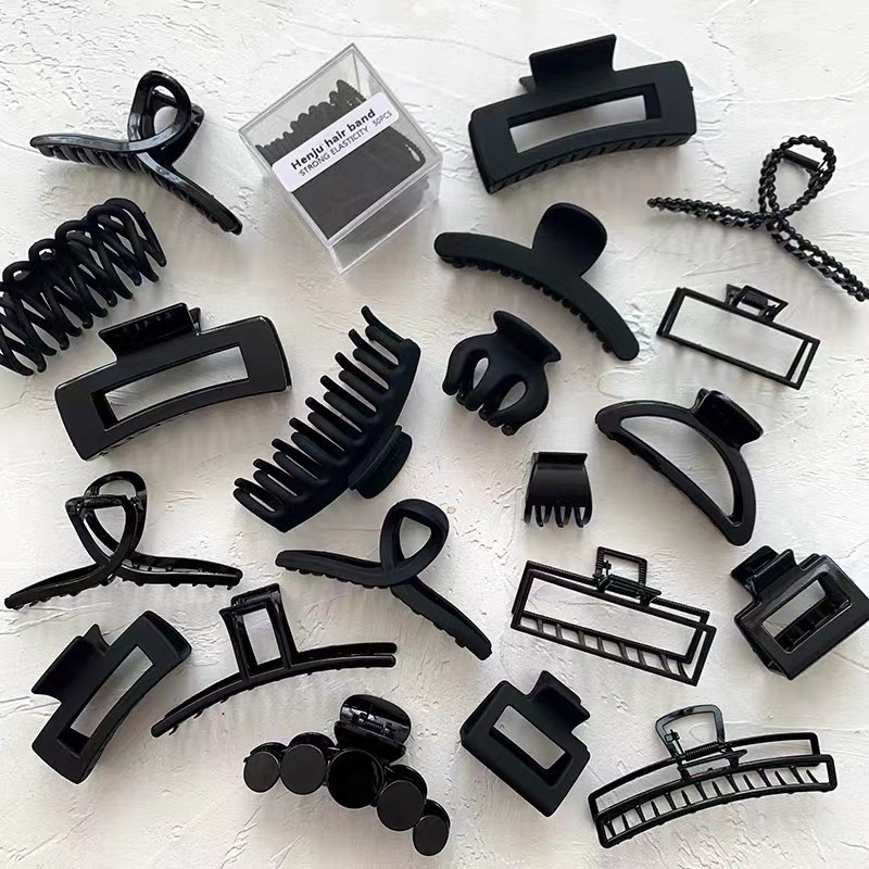 New Style Korean Black Large Size Simple Hair Clip Collection | Shopee ...