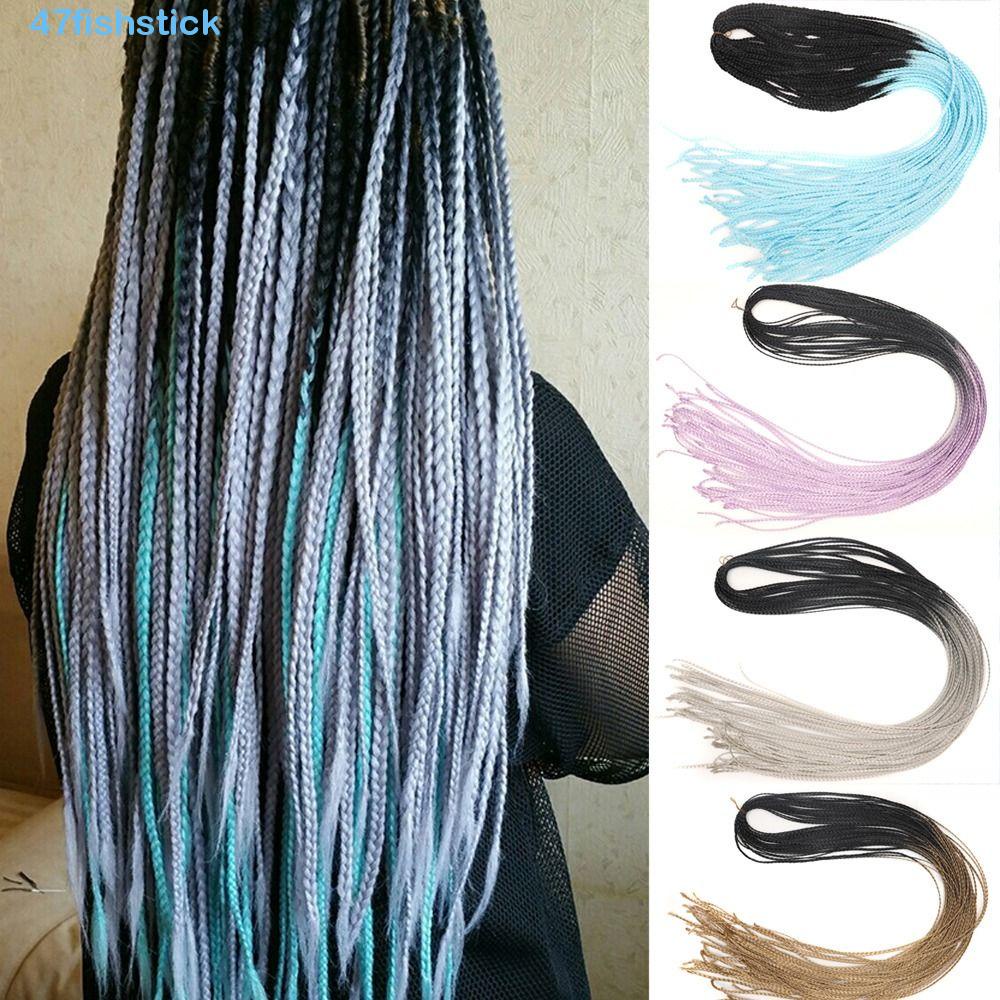 FISHSTICK Thin Box Braids, Long Ombre Zizi Braids, Colorful Synthetic ...
