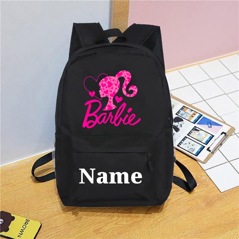 Barbie Cartoon Custom Name Backpack Fashion Backpacks Student School ...