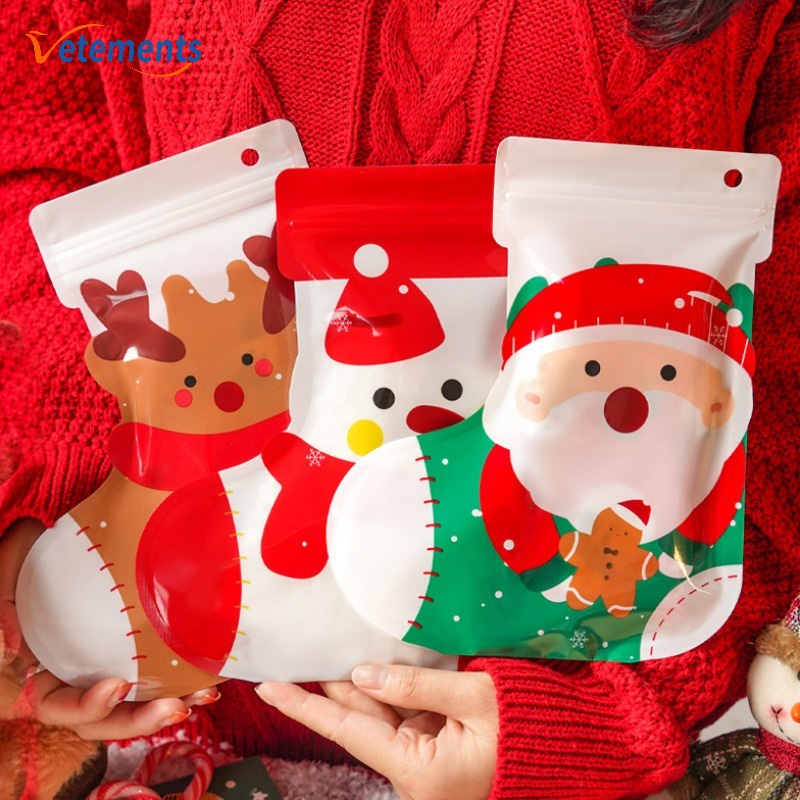 1Pc Christmas Gifts Ziplock Packaging Bag/ Socks Snowman Shape Snack ...