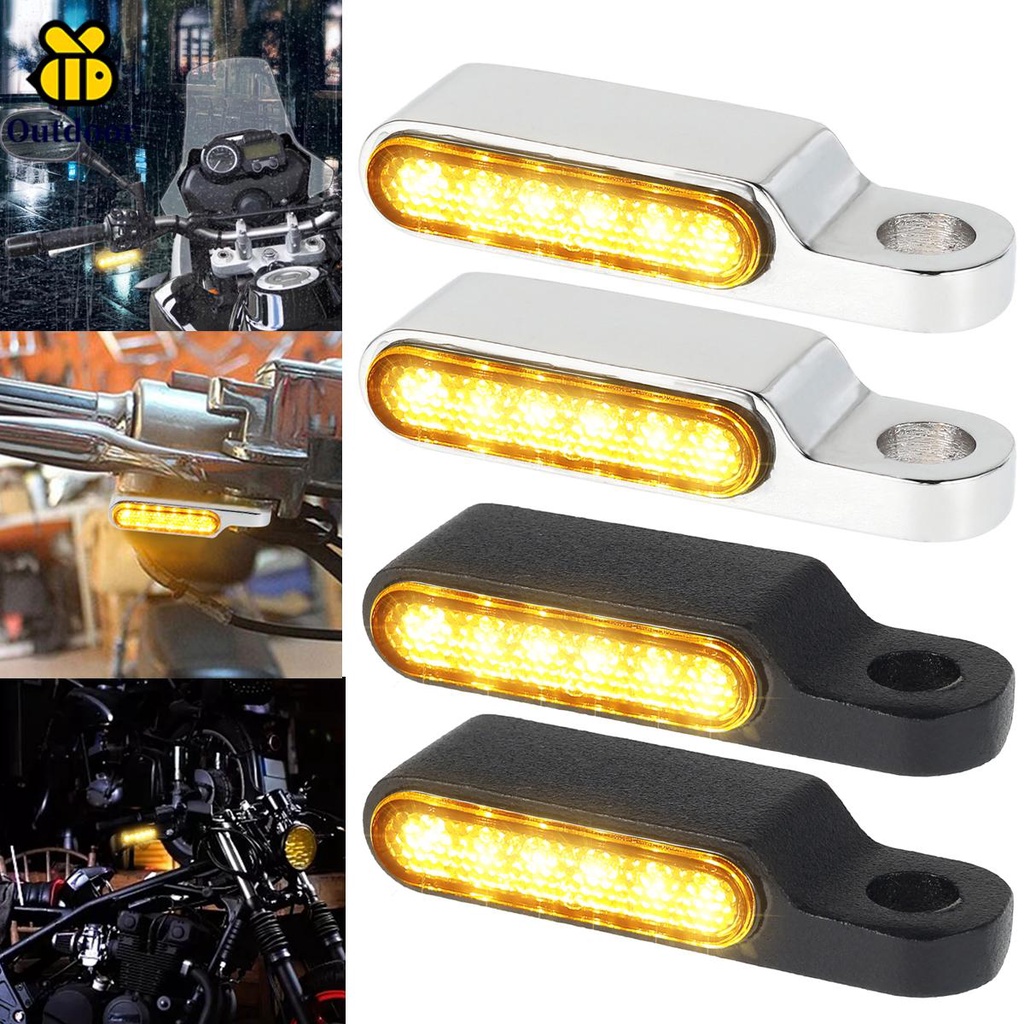 2pcs Handlebar LED Turn Signals Motorcycle Running Light Mini Blinkers ...